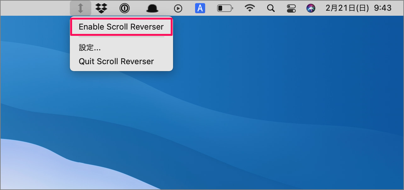 Mac - トラックパッドとマウスのスクロール方向を逆にする - アプリ「Scroll Reverser」